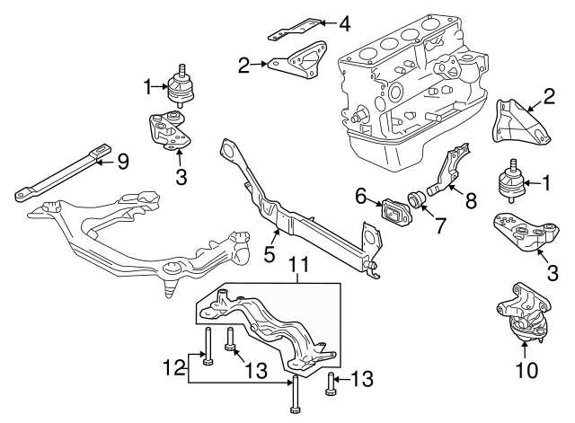 2005-2009 Audi Mount 8E0-199-379-BH | OEM Parts Online