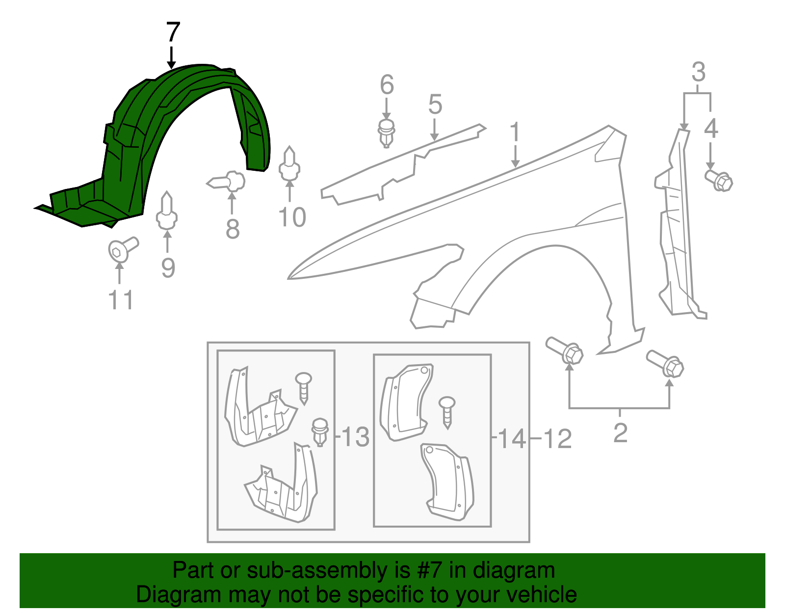 74150-TA5-A00 - 2010-2012 Honda Accord - Fender Assembly L Front (Inner ...
