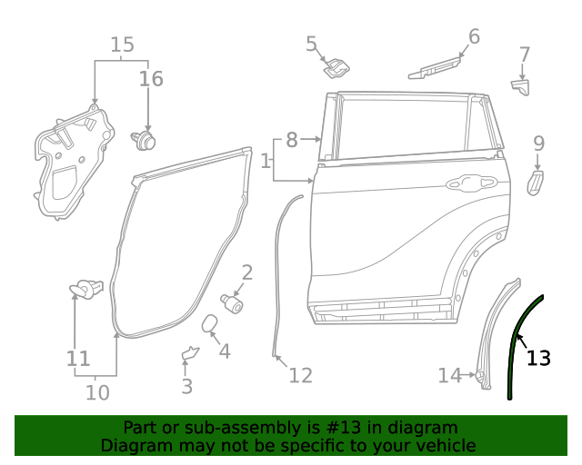 67887-0E092 - Rear Weather-Strip 2020-2024 Toyota Highlander | Longo ...