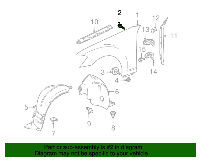 010-990-77-01 - Fender Filler Panel Bolt 1998-2023 Mercedes-Benz ...