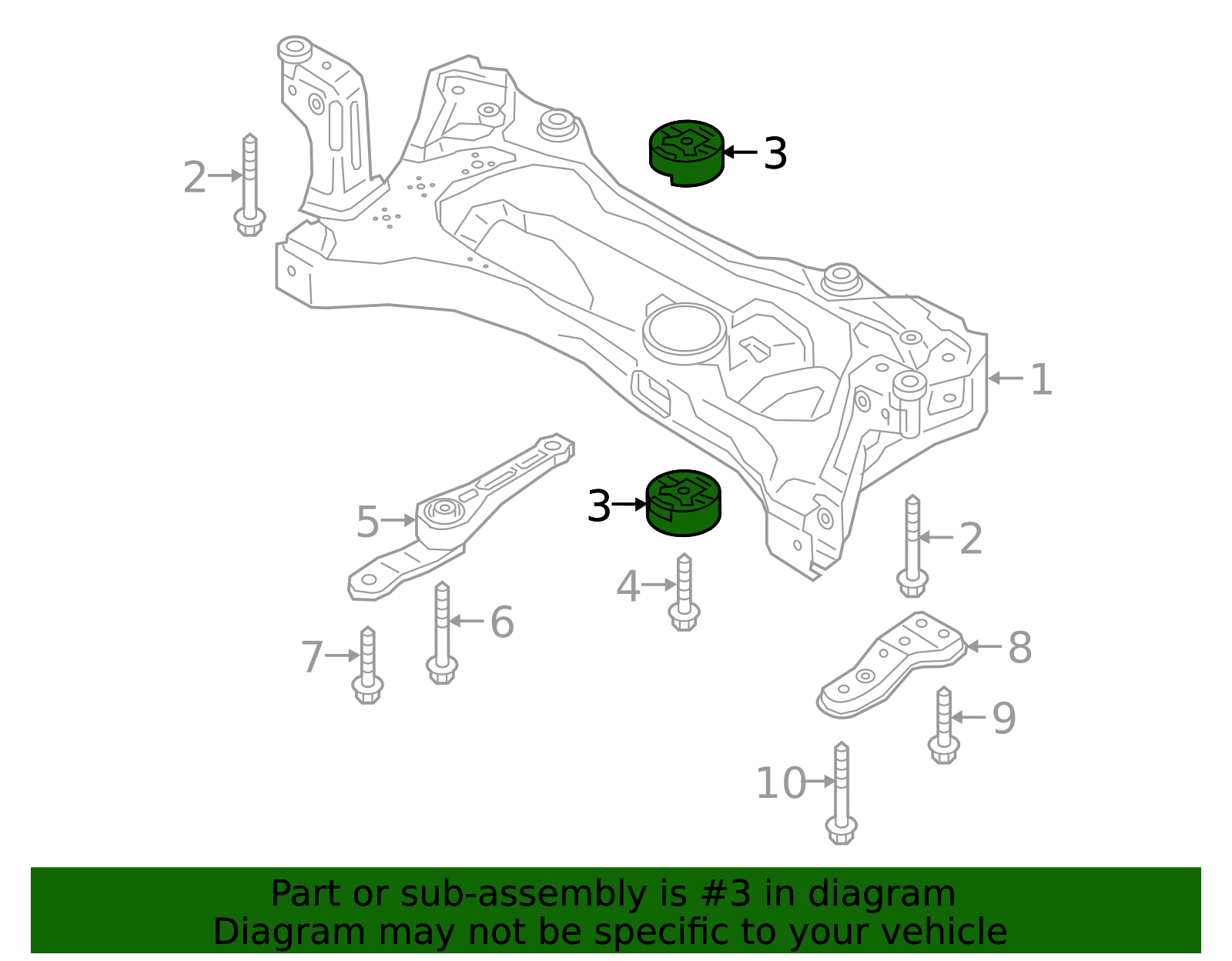 2012-2024 Audi Suspension Cross-Member Insulator 5Q0-505-145-K | OEM ...