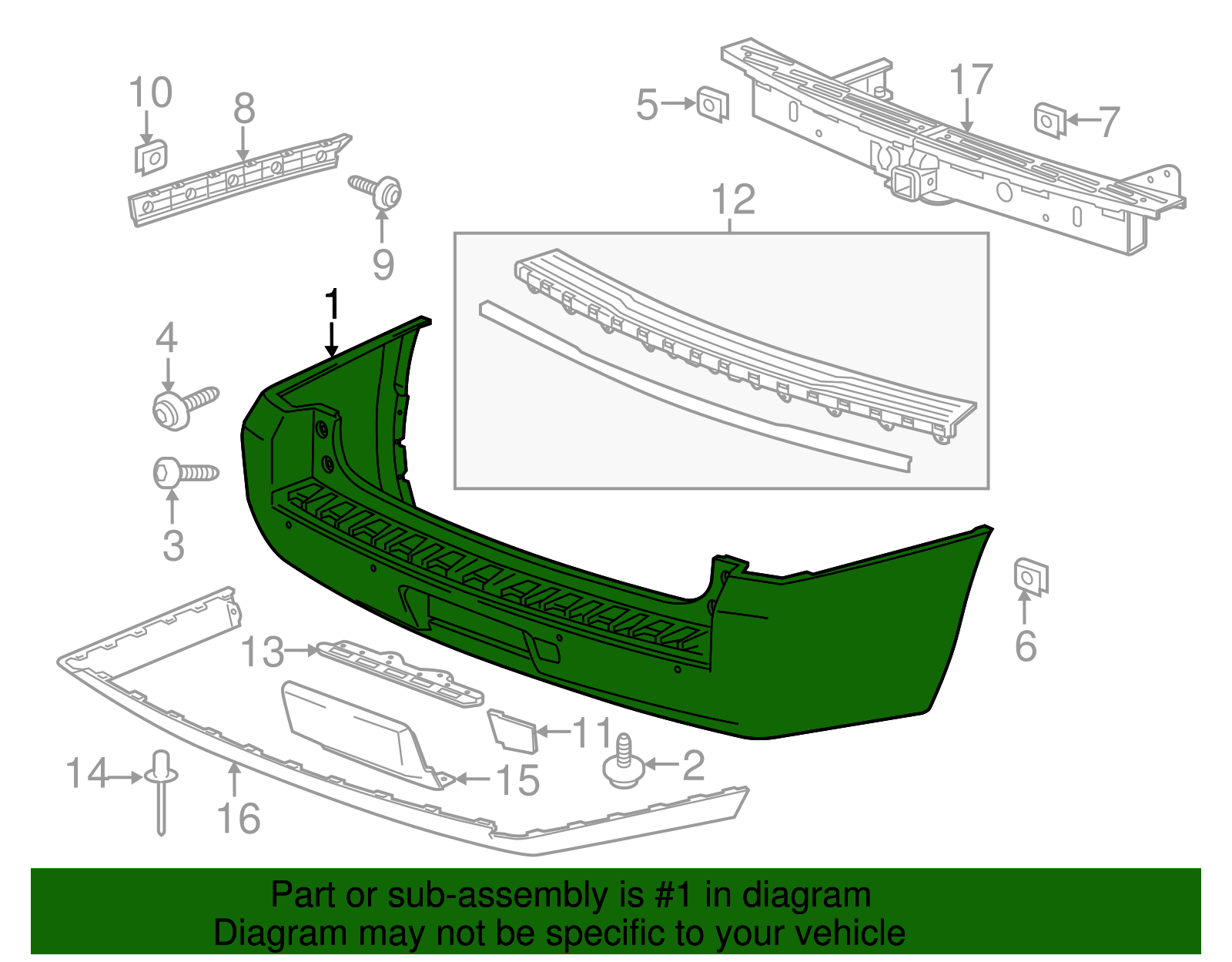 2017-2020 GMC Yukon Rear Upper Bumper Cover 84560929 GM | GMPartsDirect.com