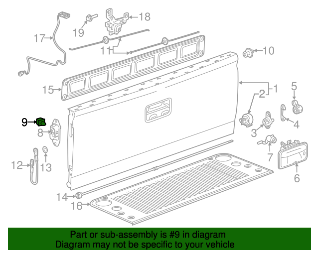 2014-2019 GM Tailgate Latch Bump Stop 22805467 | GMPartsDirect.com