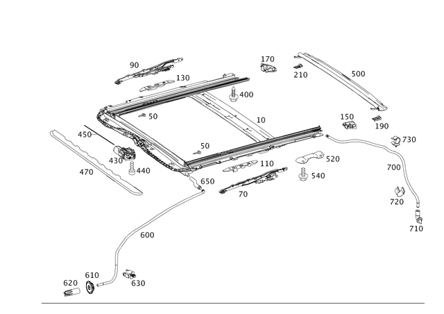204-780-16-29 - Sliding Sunroof Frame 2008-2014 Mercedes-Benz ...