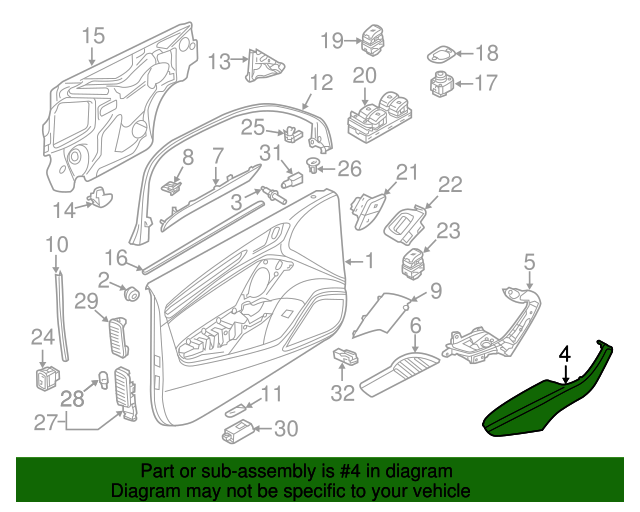 8V4-867-173-A-QW6 - Door Armrest 2017-2020 Audi | AutoNationParts.com