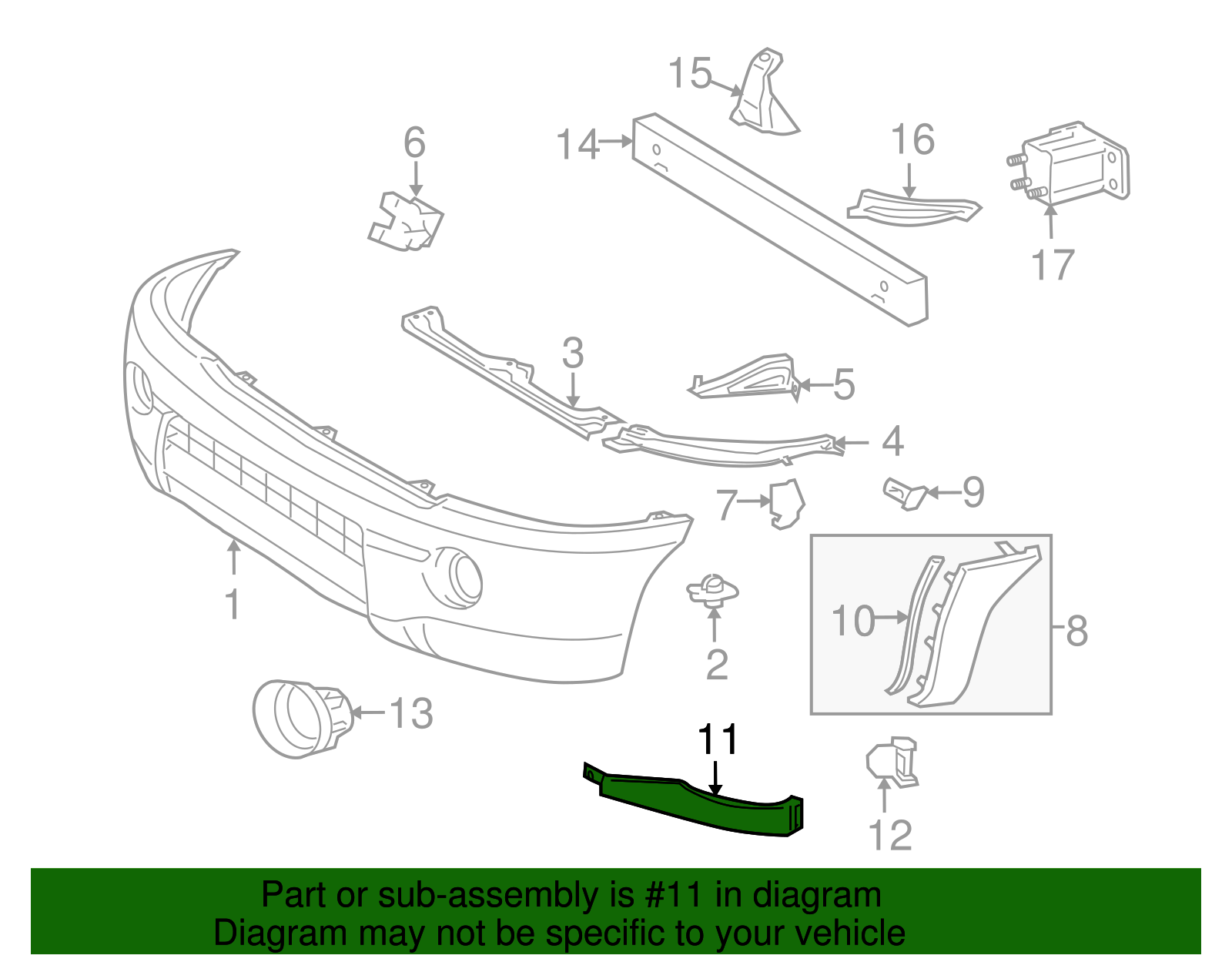 2005-2011 Toyota Tacoma Bumper Filler 52512-04901 | Retail Performance ...