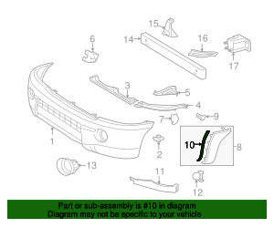 53851-04030 - Pad, Front Wheel Opening Extension, No. 1 - 2005-2011 ...