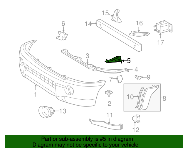 2005-2011 Toyota Tacoma Bumper Cover Bracket (Right, Front) 53273-04020 ...