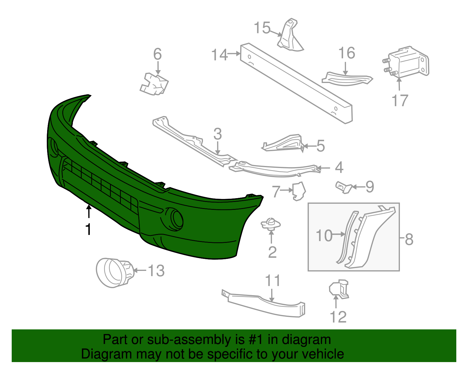 2005-2011 Toyota Tacoma Cover Front Bumper 52119-04040 | OEM Parts Quick