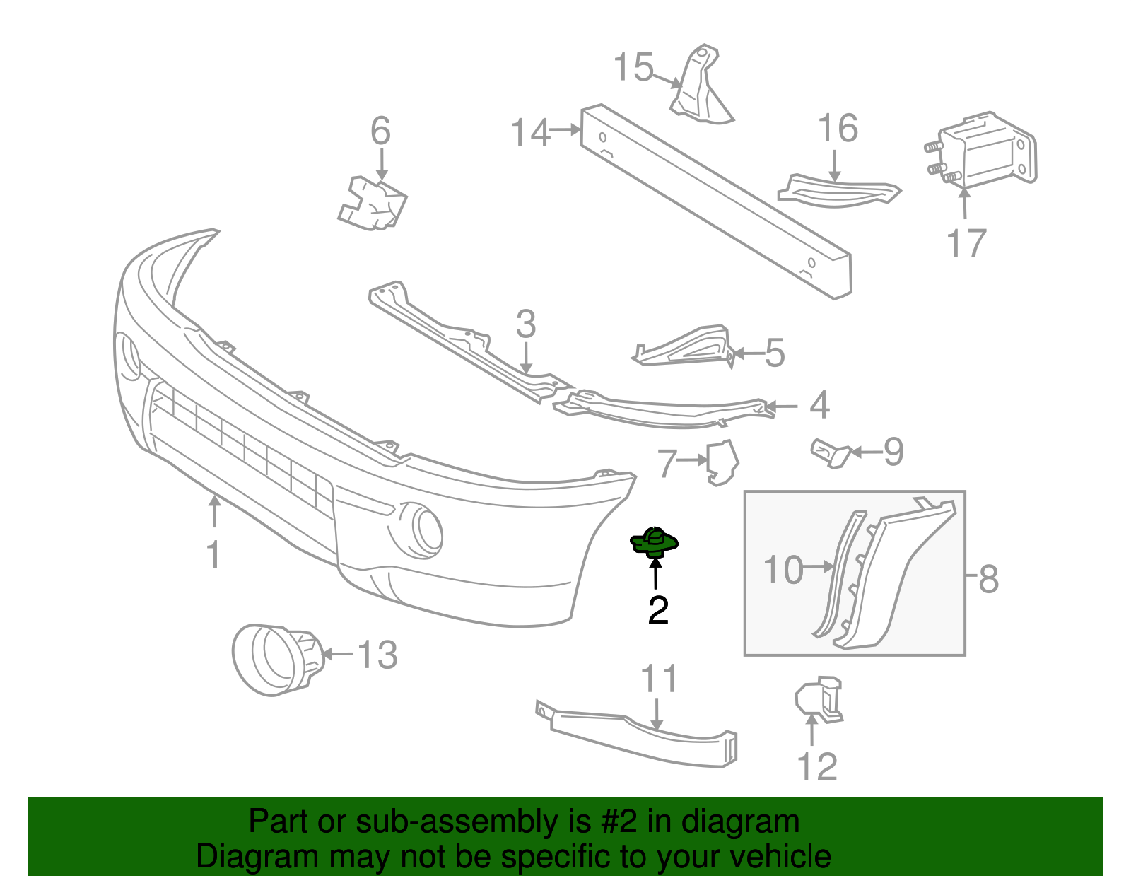 2001-2015 Toyota Bumper Cover Retainer 525350e010 | Toyota Parts Center