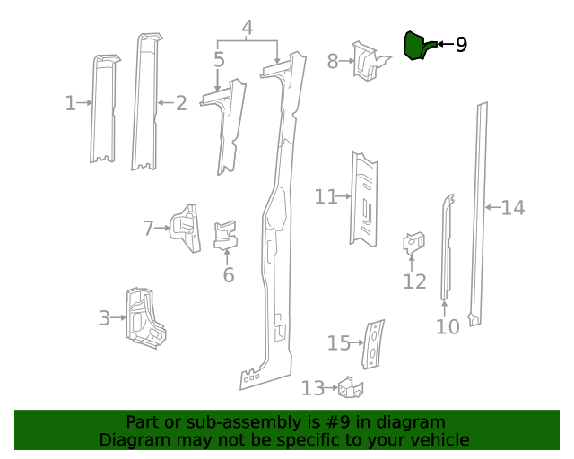 906-636-60-16 - Upper Pillar Reinforcement 2010-2023 Mercedes-Benz ...