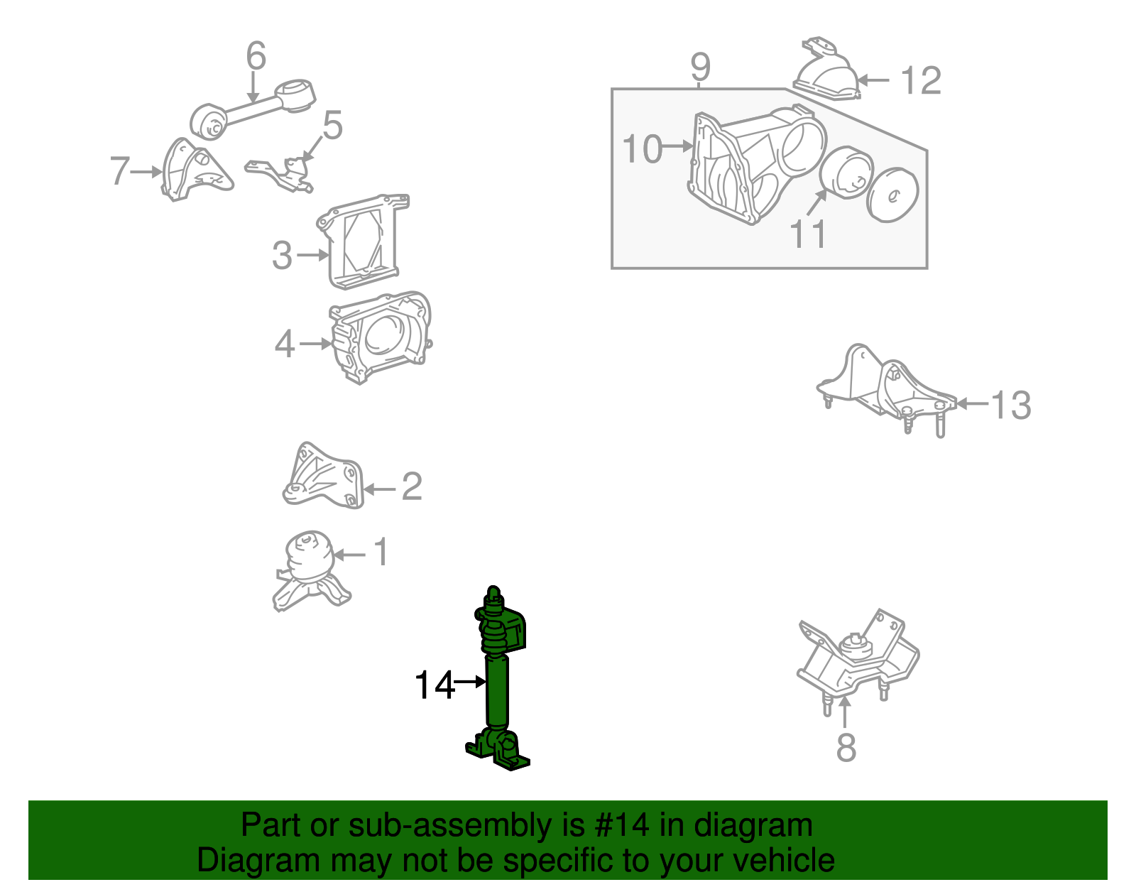 12307-20021 - Engine Torque Strut - 1997-2004 Toyota | OEMGenuineParts.com