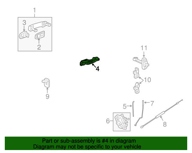 2008-2015 GM Driver Side Rear Door Outside Handle Bracket 23175555 ...