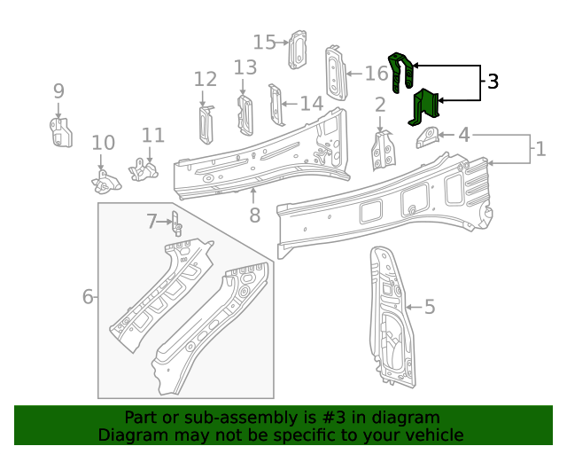 2020-2023 GMC Body Driver Side Front Fender Upper Rear Bracket 84524020 ...