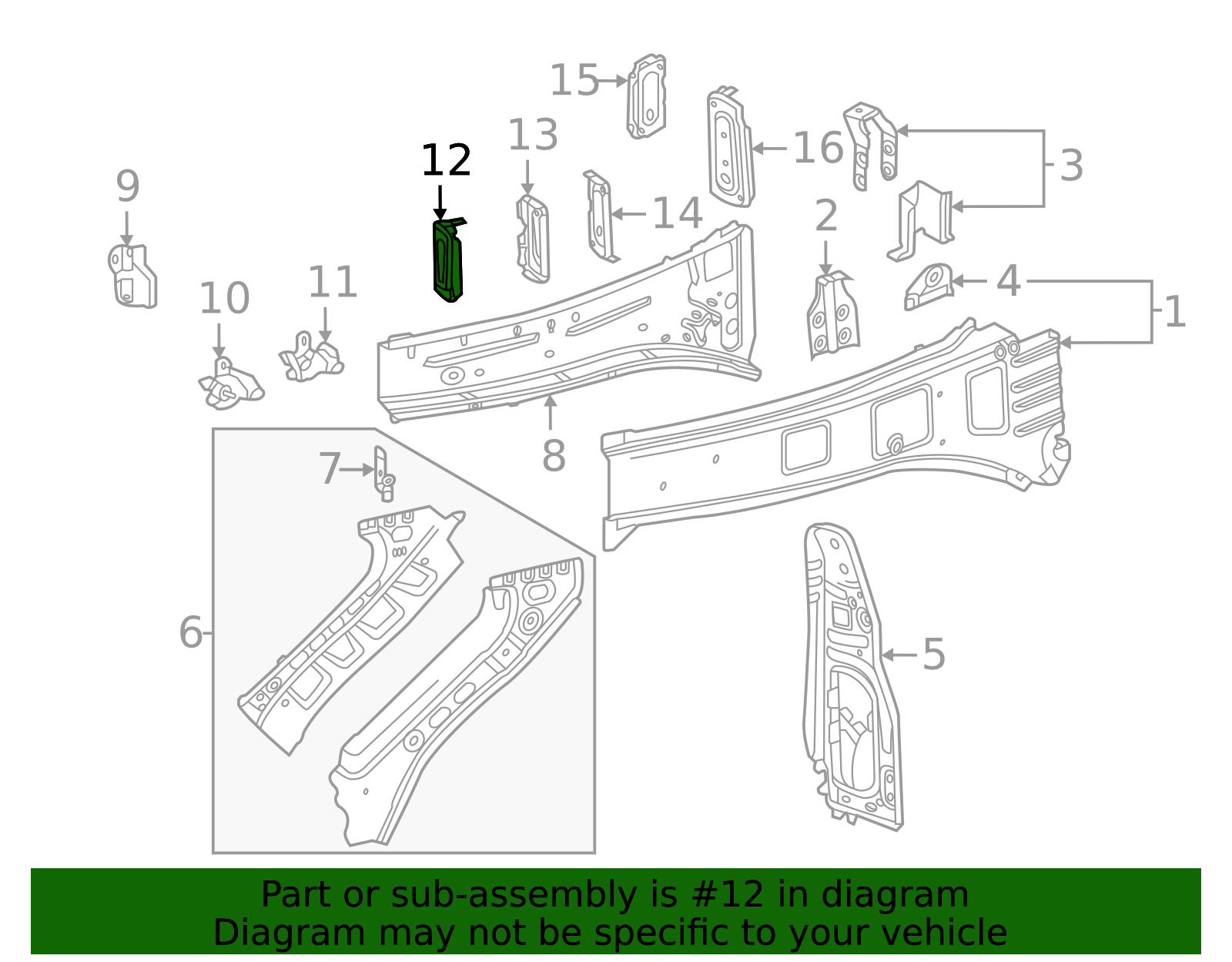 GM 84543105 Driver Side Front Compartment Front Side Rail Reinforcement ...