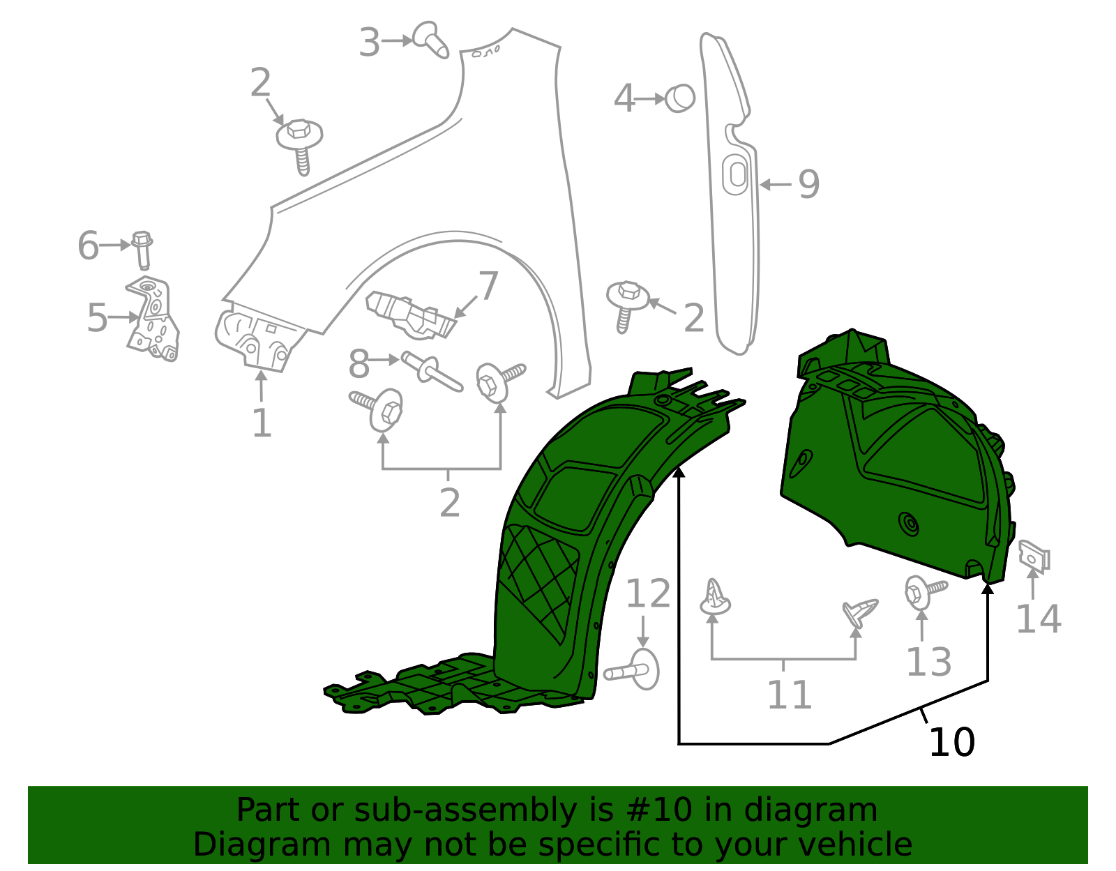 2013-2016 Chevrolet Driver Side Front Wheelhouse Liner 23401038 GM ...