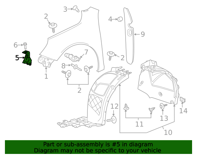 2013-2016 Chevrolet Front Driver Side Fender Front Lower Bracket ...