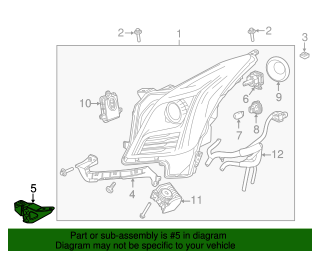 2013-2017 Cadillac XTS Passenger Side Headlamp Bracket 22937944 GM ...