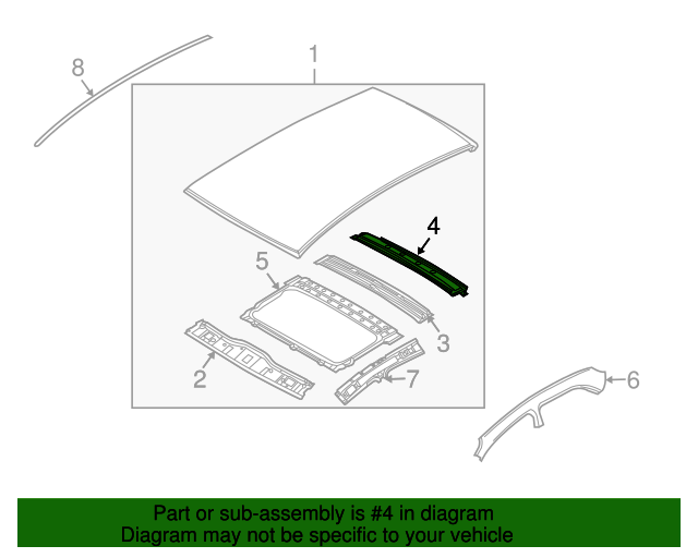 2007-2011 Chevrolet Aveo Rear Roof Panel Header with Nuts 96648258 ...