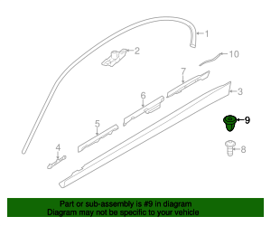 51127020321 - 2003-2024 BMW Rocker Molding Retainer Nut (51-12-7-020 ...