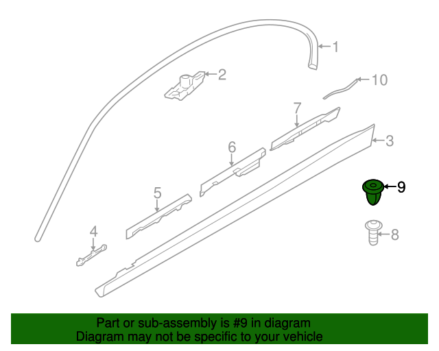 51127020321 - 2003-2024 BMW Rocker Molding Retainer Nut (51-12-7-020 ...