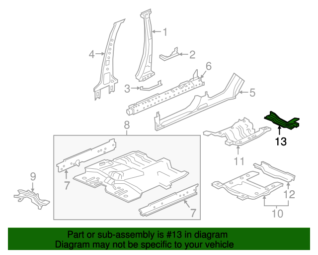74620-T7X-A00 - Floor Pan Crossmember 2016-2020 Honda HR-V ...