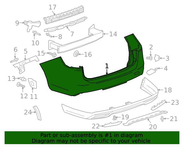 2018-2020 Buick Regal TourX Rear Bumper Fascia 39211034 GM ...