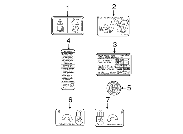EF20-69-014A - Tire Info Label 2004 Mazda Tribute | Florida Mazda Parts
