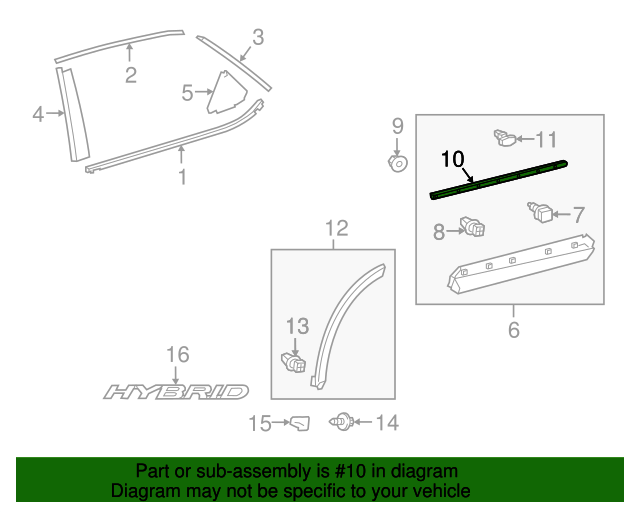2016-2022 Lexus Weatherstrip 67895-0E040 | OEM Parts Online