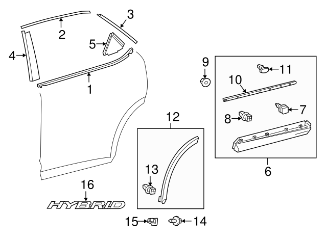 2016-2022 Lexus Window Molding 75765-0E040 | OEM Parts Online