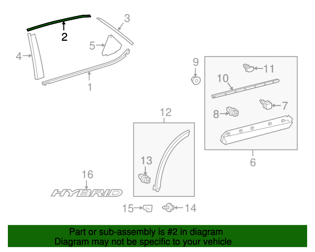 75763-0E040 - Window Molding - 2016-2021 Lexus | MyLexusParts