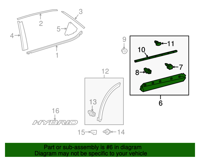 2016-2022 Lexus Door Molding 75075-0E100 | AutoNationParts.com
