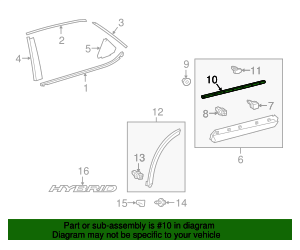 2016-2022 Lexus Door Molding Seal 67895-0E040 | AutoNationParts.com