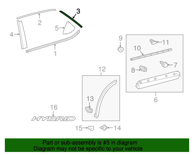 2016-2022 Lexus Window Molding 75765-0E040 | OEM Parts Online