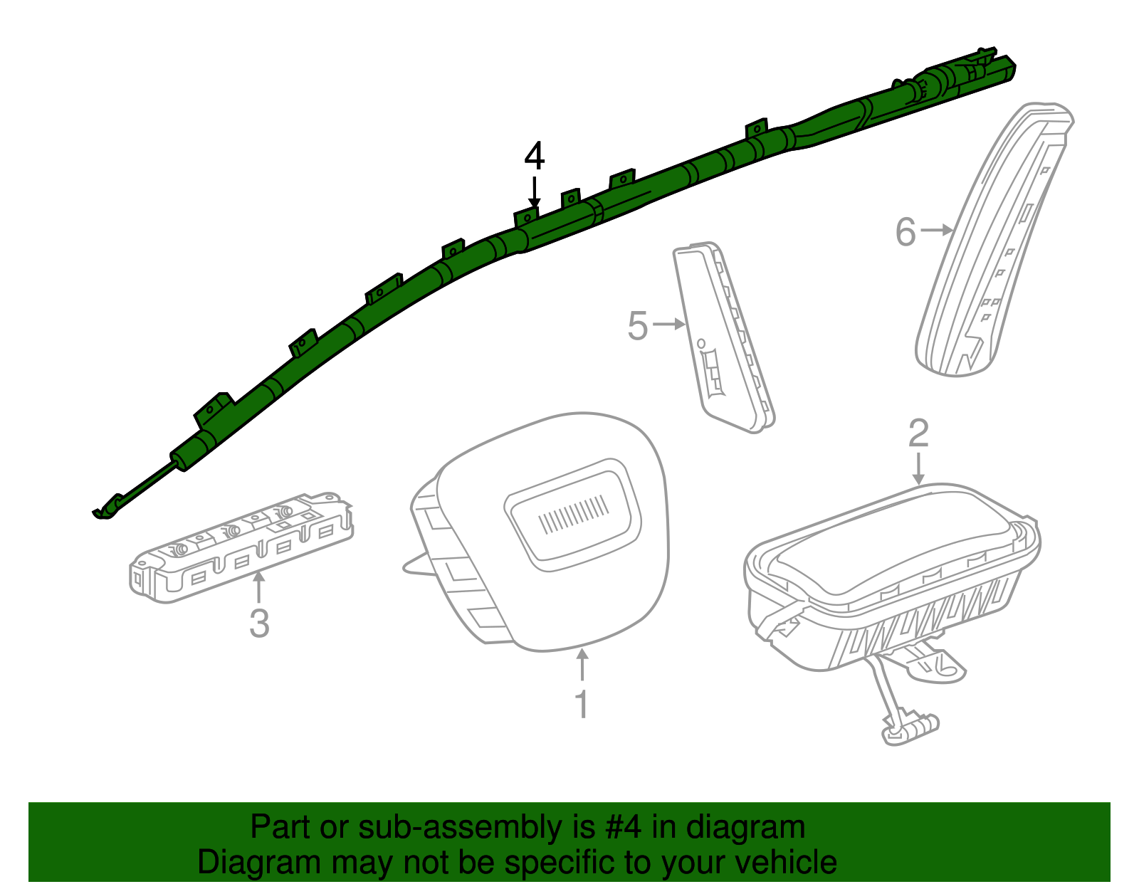 84474491 - Passenger Side Front, Rear, and 3rd Row Roof Rail Airbag ...