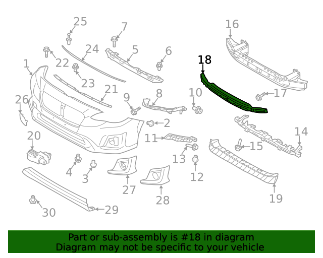 57705FL040 - Bumper Impact Absorber 2018-2020 Subaru Crosstrek ...