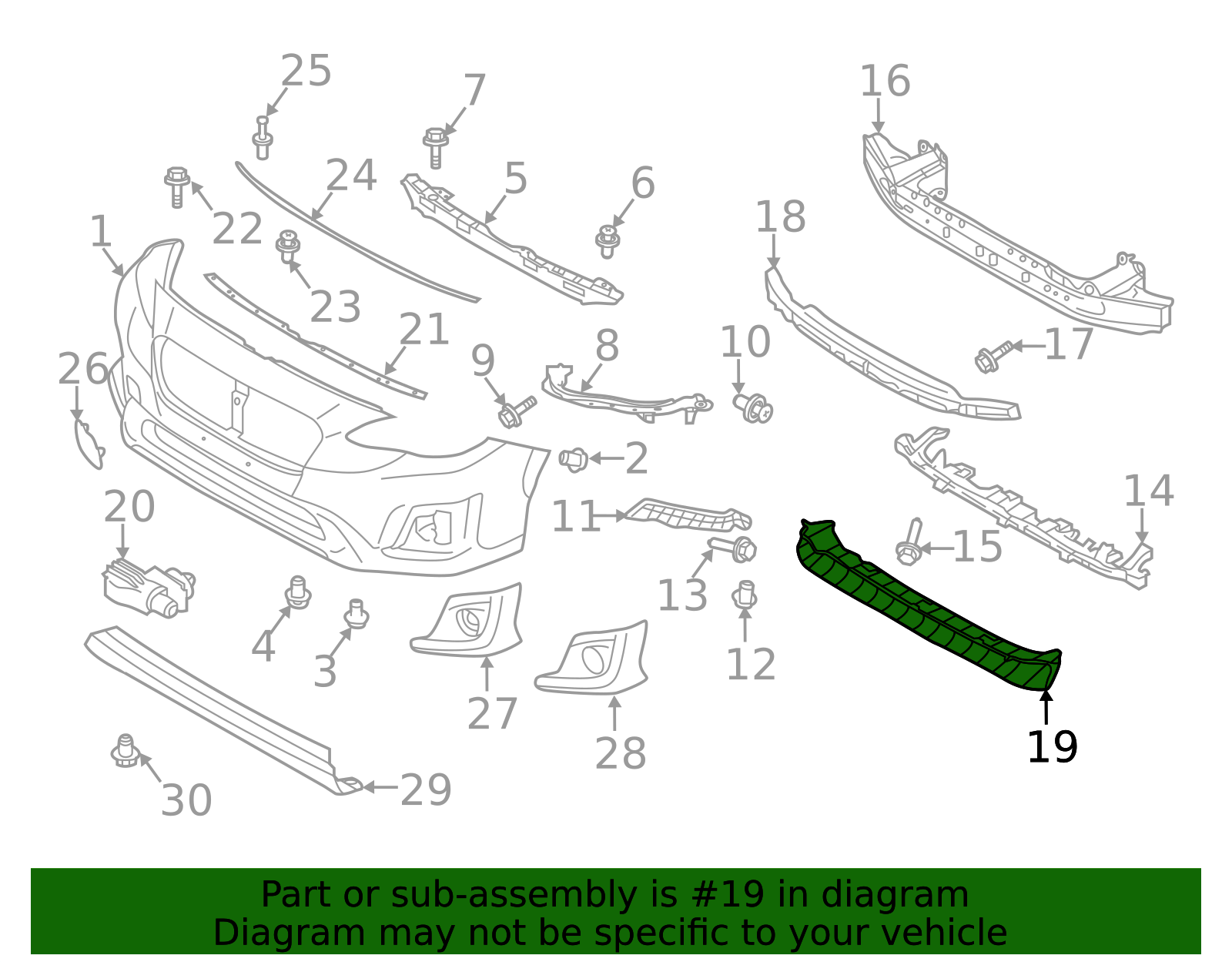 57705FL080 - Bumper Impact Absorber 2018-2020 Subaru Crosstrek ...