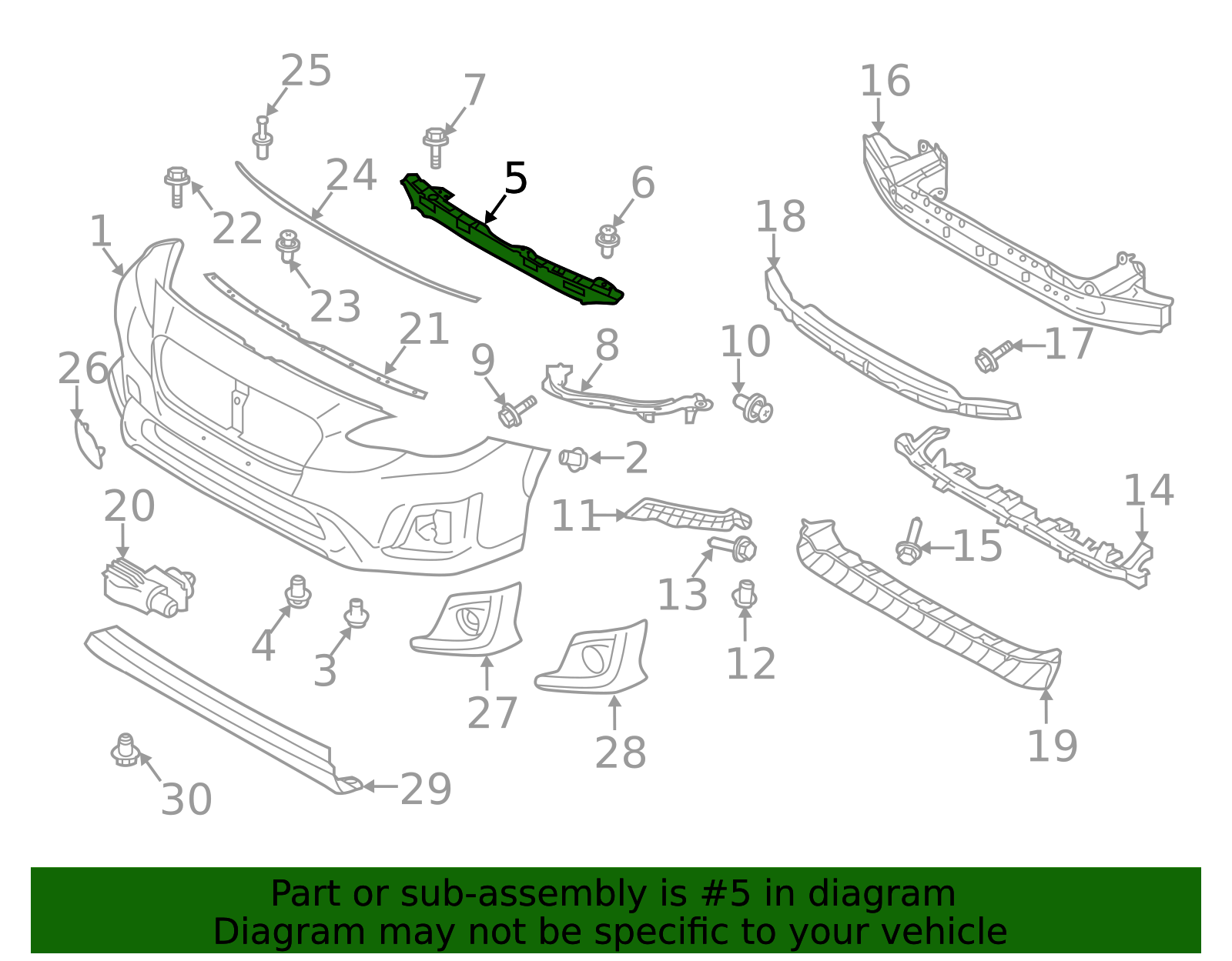 57707FL710 - Bumper Cover Support Rail 2021-2023 Subaru Crosstrek ...