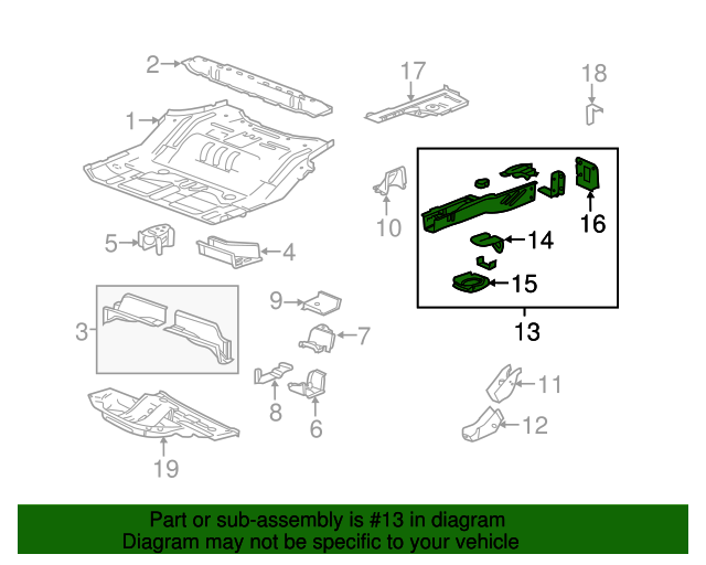 23484643 - Passenger Side Underbody Rear Side Rail 2010-2017 GM ...