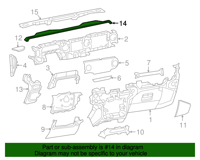 2018-2020 Jeep Upper Dash Panel 6AC121A3AC | TascaParts.com