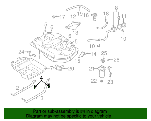 0K2A1-42780 - Fuel Tank Bolt 2001-2005 Kia Rio | Kia.Parts Store