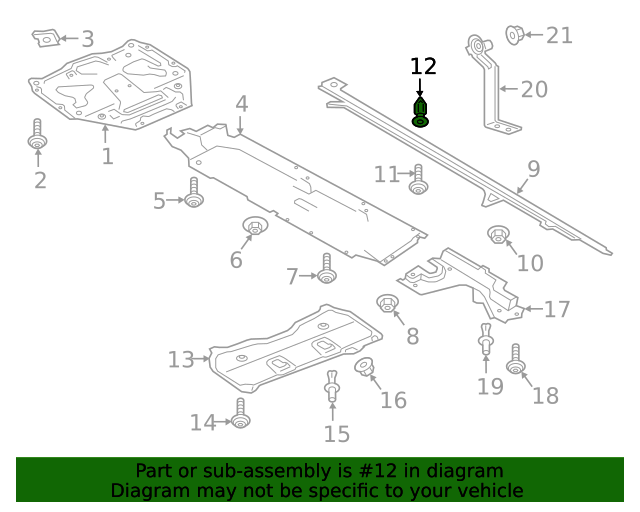 2011-2023 Audi Floor Pan Splash Shield Nut WHT-005-453 | OEM Parts Online