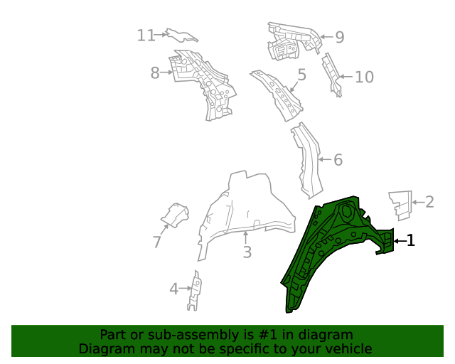 2018-2022 Toyota C-HR Outer Wheelhouse 61631-10100 | Toyota Parts Center