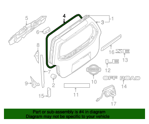 2005-2012 Nissan Pathfinder Weatherstrip 90832-EA50A | TascaParts.com