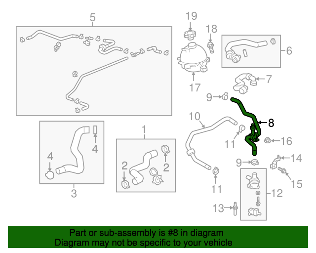 Heater Water Auxiliary Pump Inlet Hose 84914037 | GMPartsDirect.com