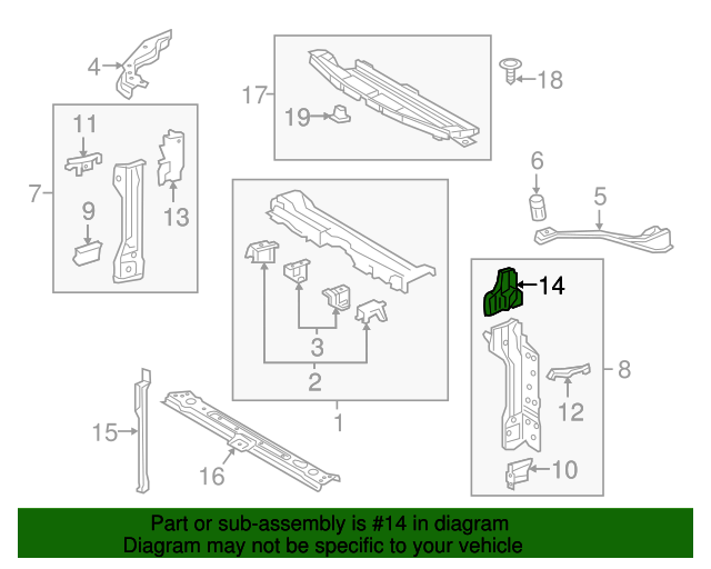 2016-2024 Toyota Radiator Support Side Panel Bracket 52144-02040 ...