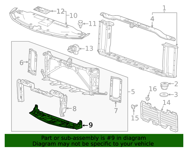 2015-2020 Chevrolet Front Bumper Shutter 23497752 GM | GMPartsDirect.com