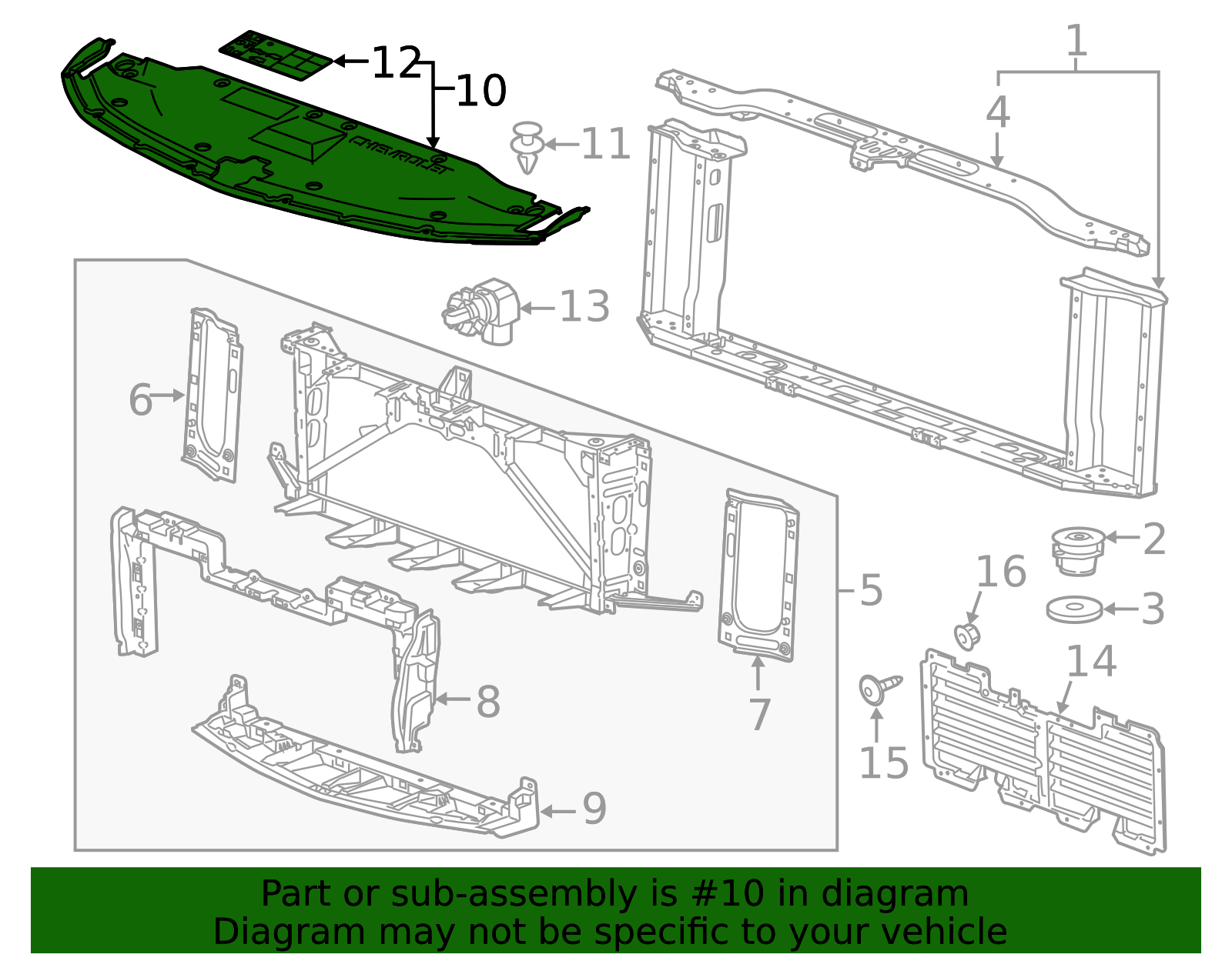 2015-2020 Chevrolet Front Compartment Front Sight Shield 84295007 ...