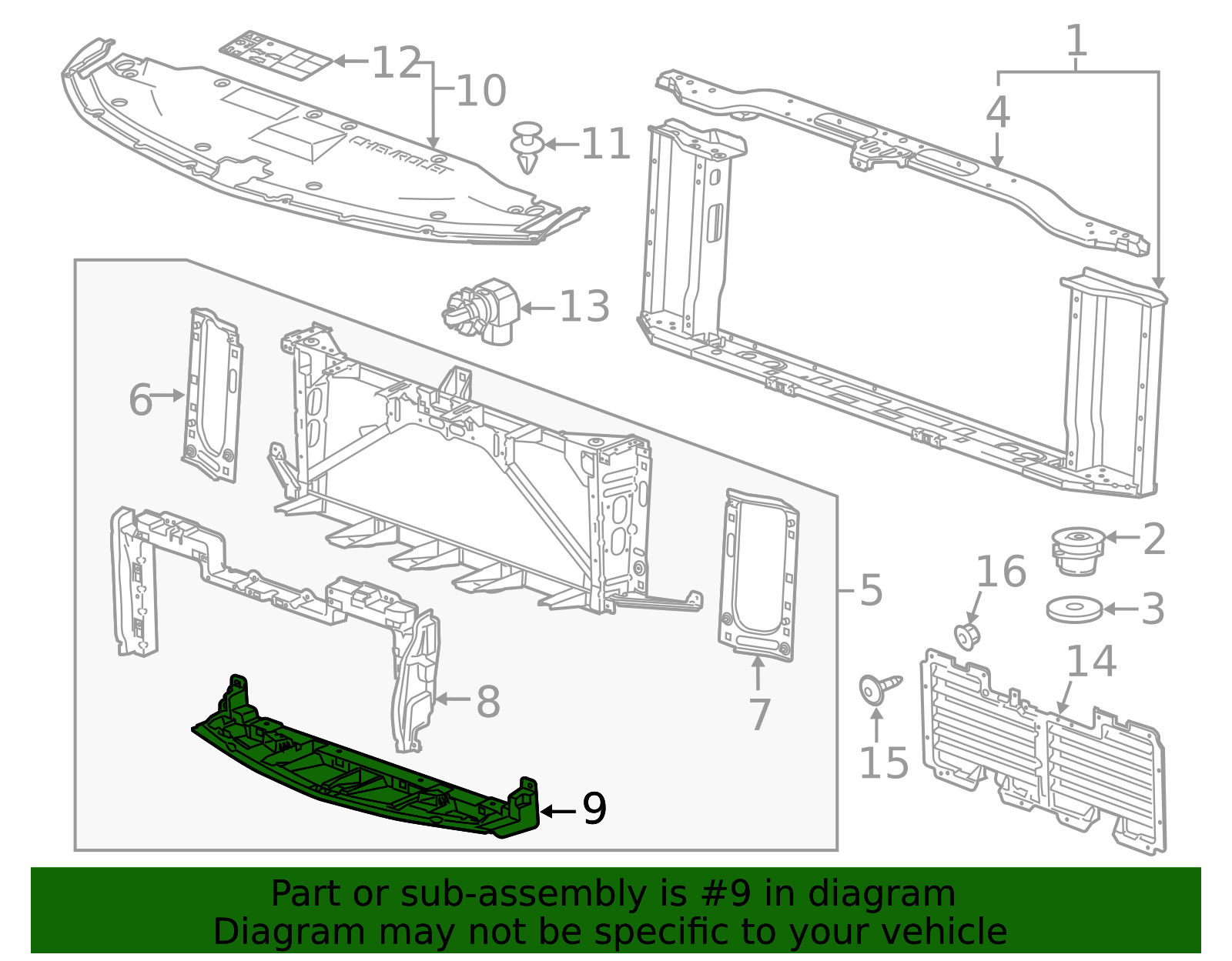 2015-2020 Chevrolet Front Bumper Shutter 23497752 GM | GMPartsDirect.com
