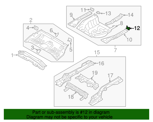 2017-2020 Hyundai Elantra Floor Side Rail Reinforcement 65652-F2000 ...